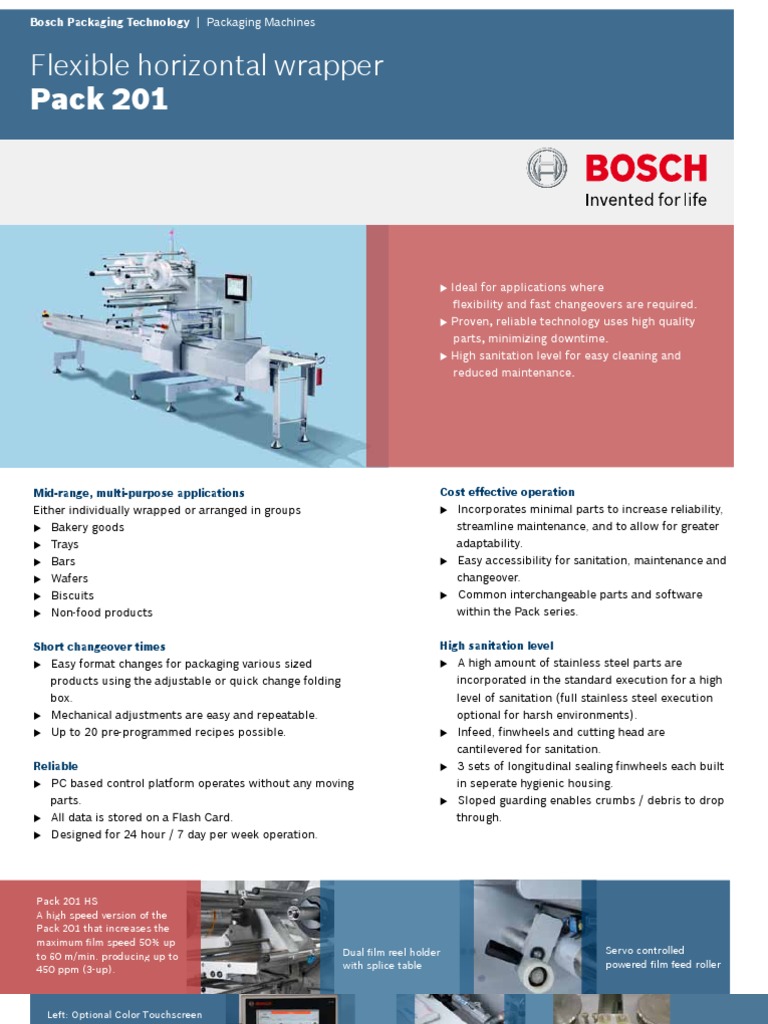 Bosch Pack 201 Flow Wrapper Overview | PDF | Science | Engineering