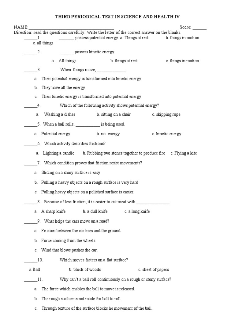 Grade 4 Science Periodical Test | PDF | Science & Mathematics