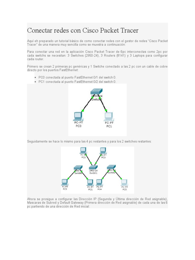 Conectar Redes Con Cisco Packet Tracer | PDF | Enrutador (Computación) | Dirección IP