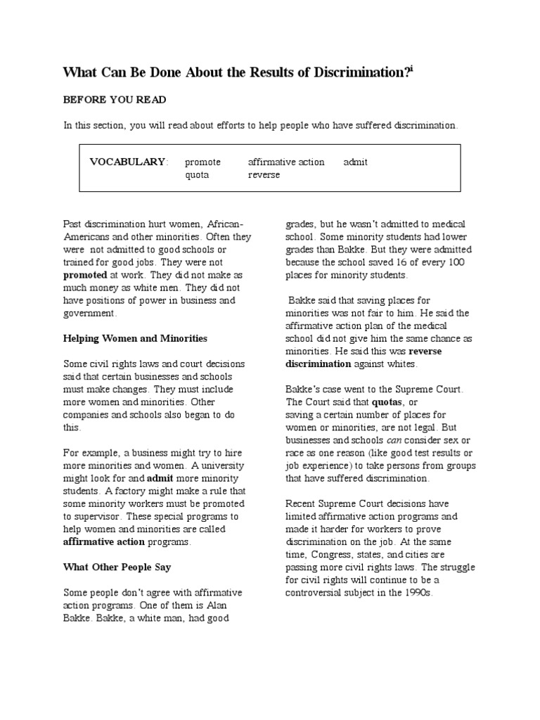 Lesson 5 | PDF | Affirmative Action | Discrimination