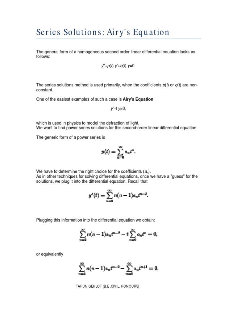 Series Solutions Airy's Equation | Recurrence Relation | Summation