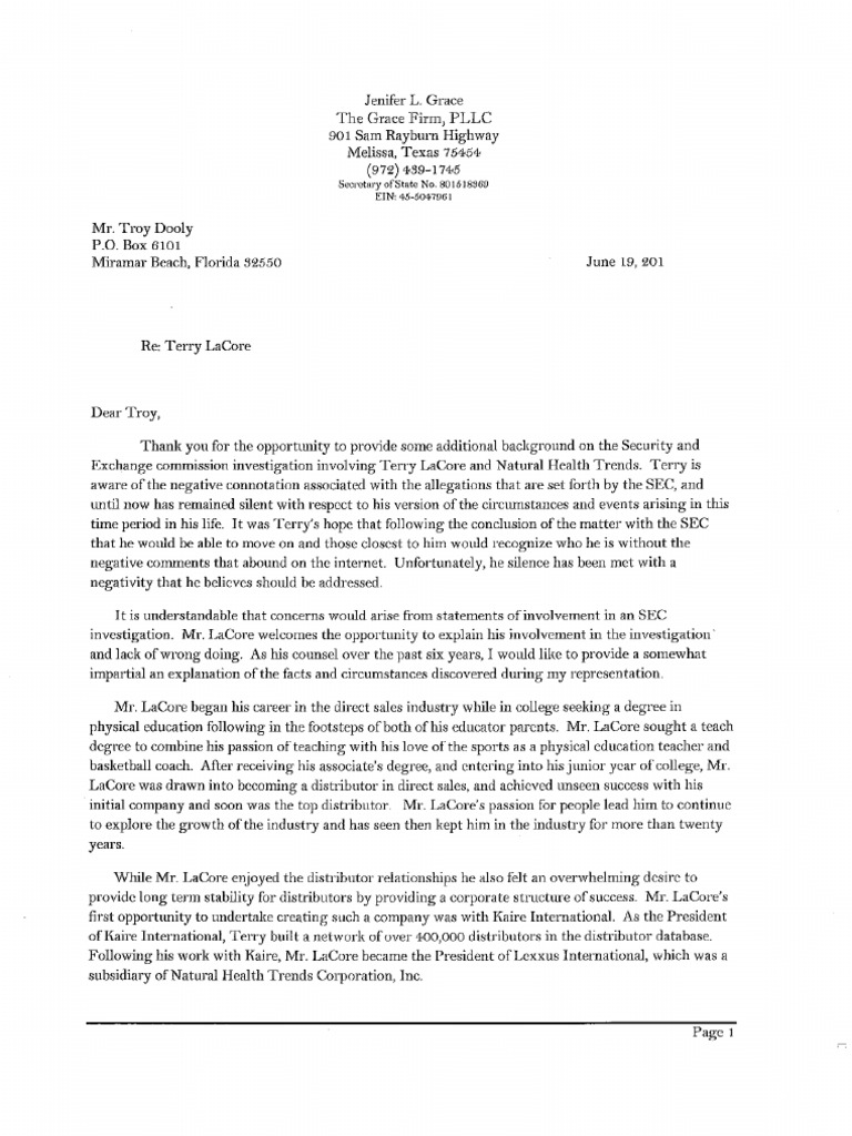Terry LaCore SEC Letter | PDF | Foreign Language Studies