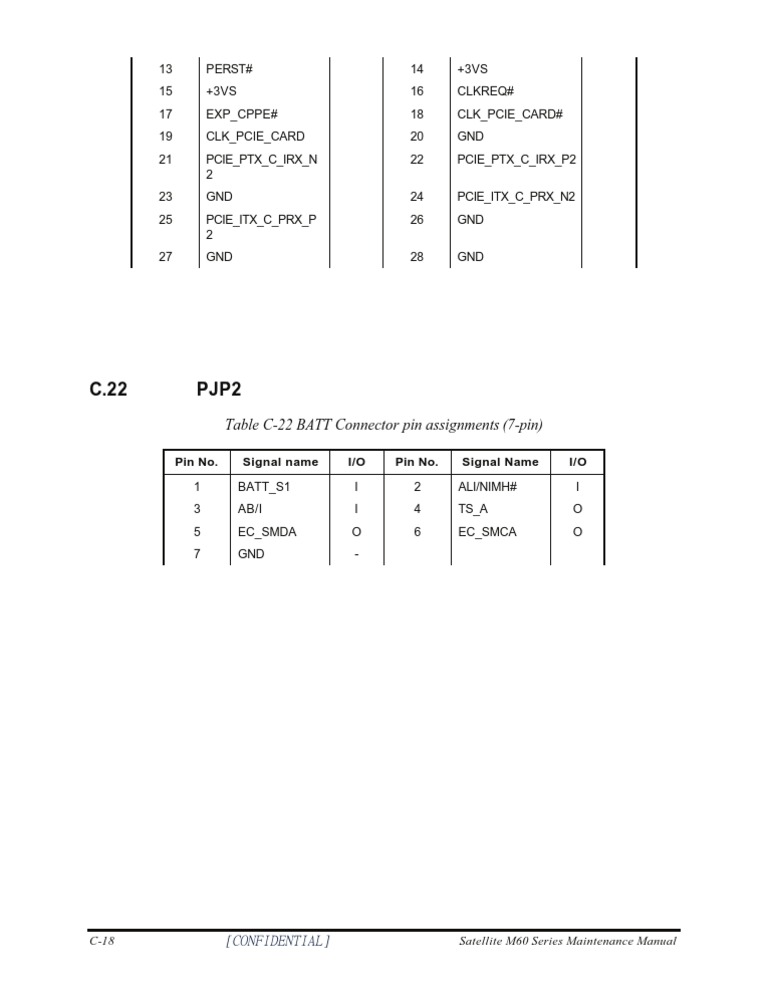 Satellite m60 Battery Pinout | PDF
