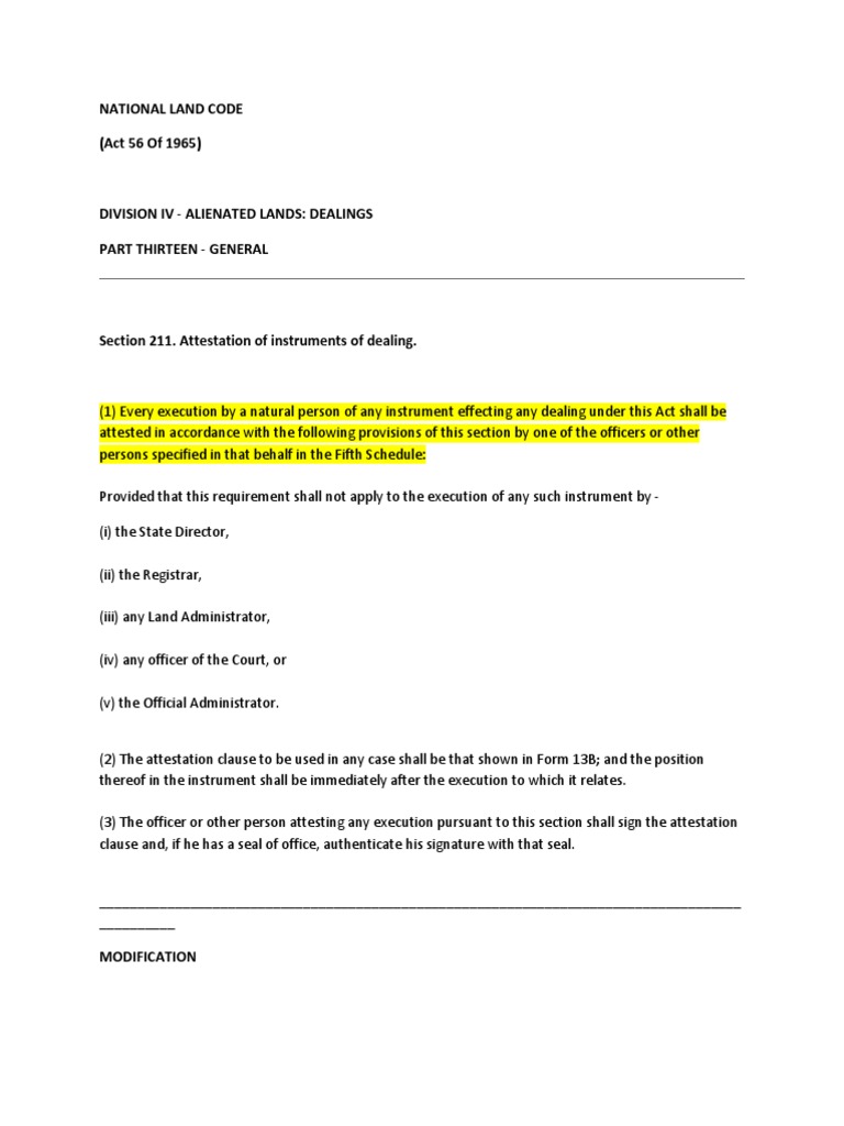 National Land Code | PDF | Malaysia | Notary Public