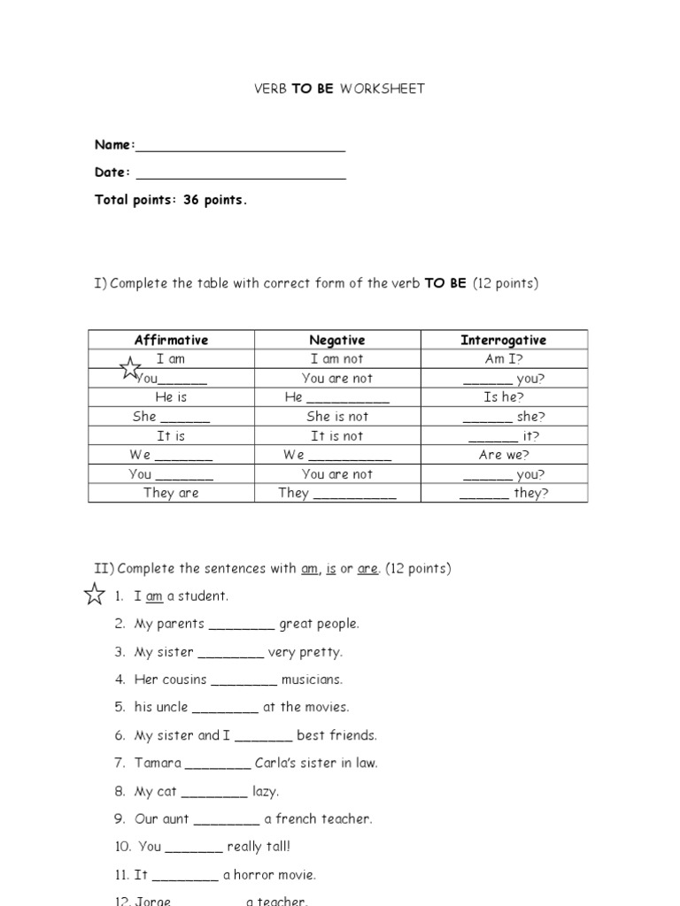 Verb To Be Worksheet | PDF | Career & Growth