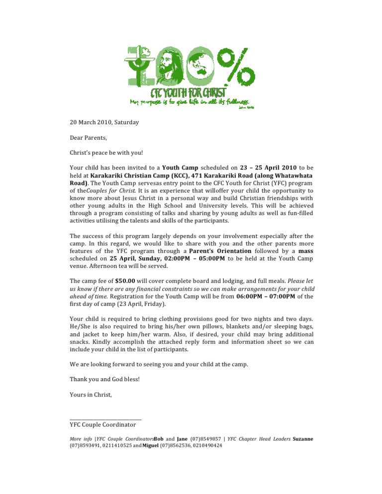 Camp Invitation Letter | PDF