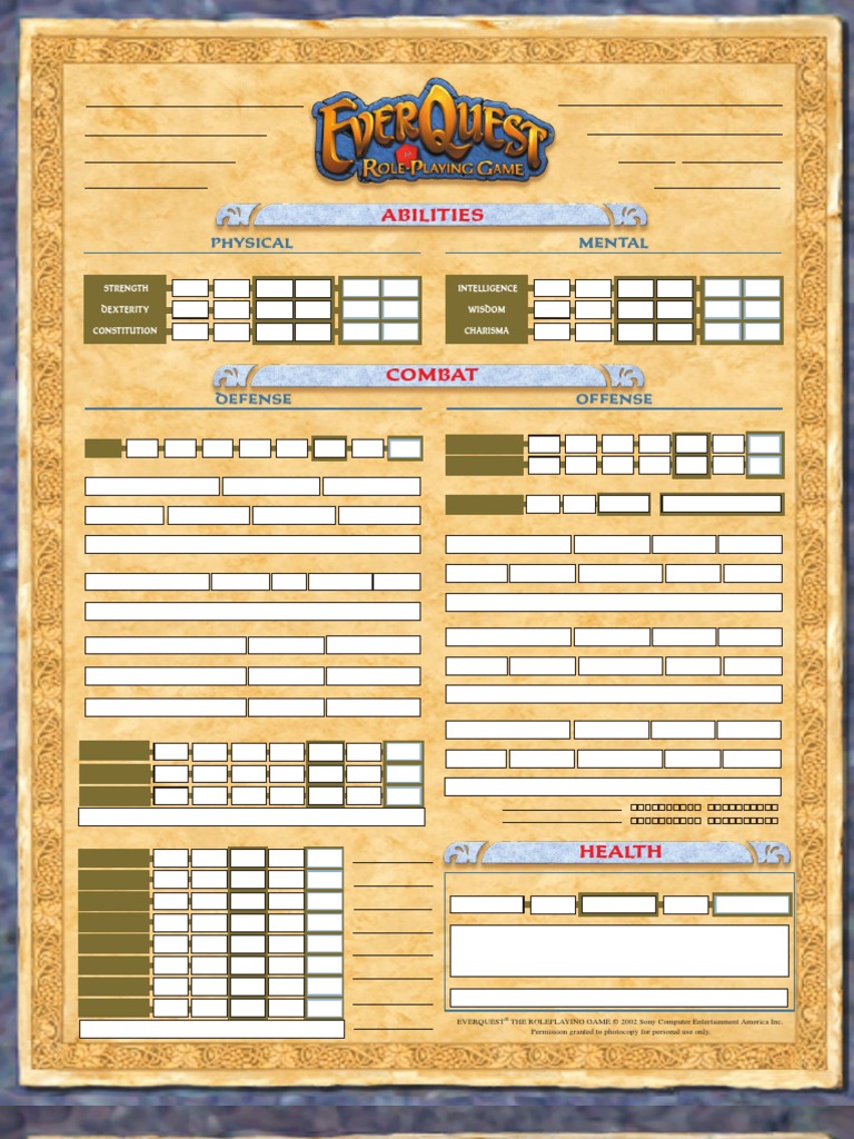 EverQuest PC Sheet | PDF | Video Games | Video Game Gameplay