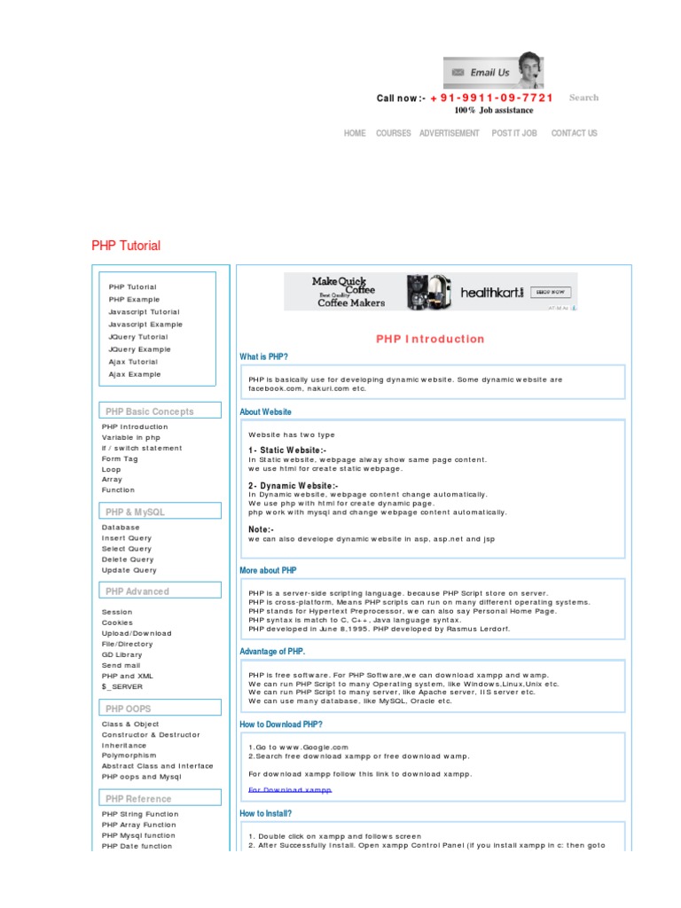 Php Tutorial Php Tutor Tutorial For Beginners Pdf Php Websites 6698