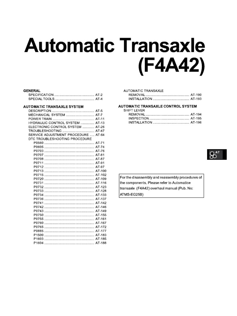 Automatic Transaxle (F4A42) PDF | PDF