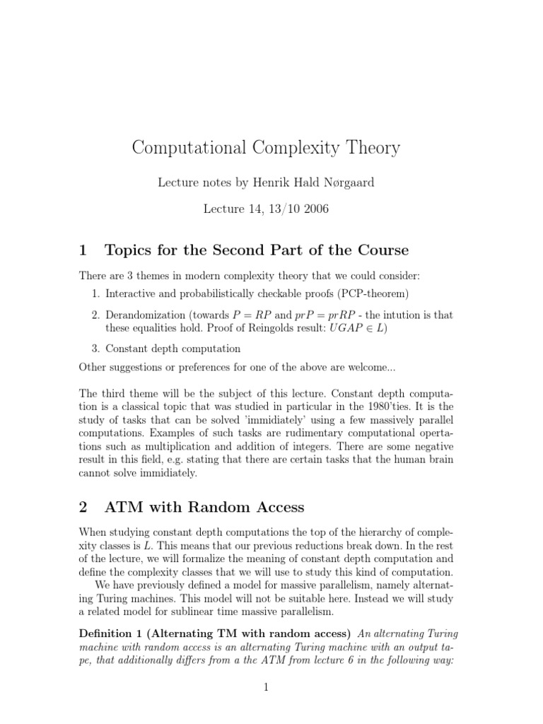 Computational Complexity Theory Pdf Computational Complexity Theory Time Complexity
