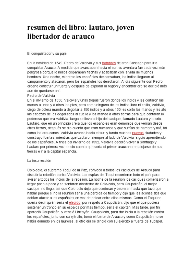 Resumen Del Libro Lautaro | PDF | Chile | Personas