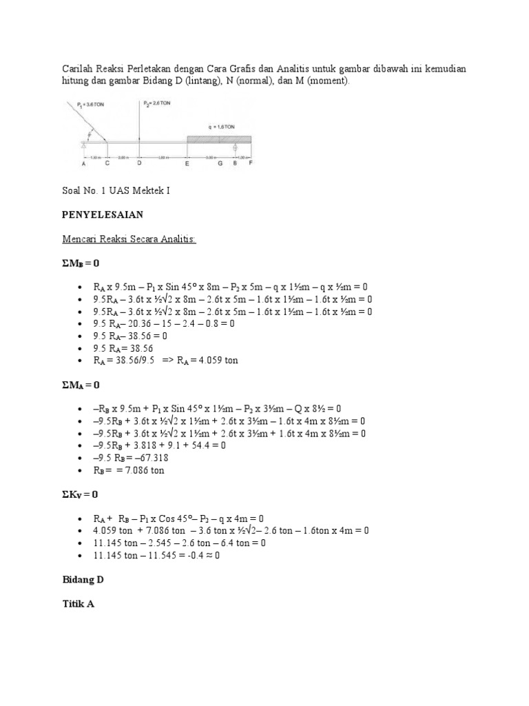 Contoh Soal Statika 1 | PDF | Metode & Bahan Ajar | Sains & Matematika