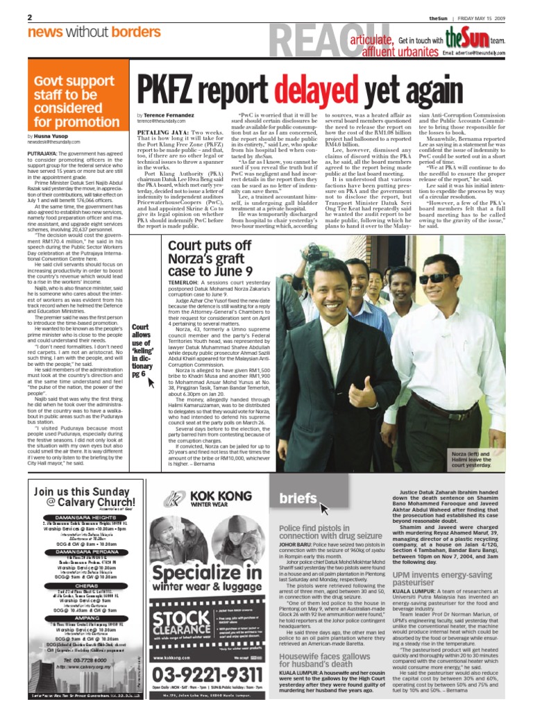 TheSun 2009-05-15 Page02 PKFZ Report Delayed Yet Again | PDF | Malaysia ...