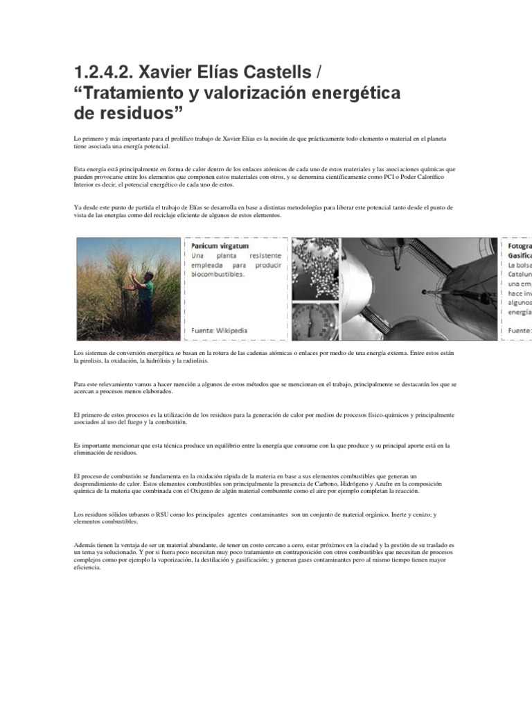 An Overview of Xavier Elías Castells' Work on Energy Generation from ...