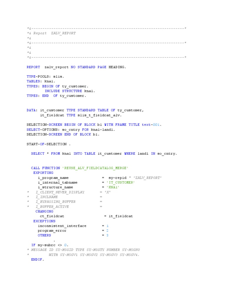 ALV Report | Download Free PDF | Computer Data | Computing ALV Report | Download Free PDF | Computer Data | Computing