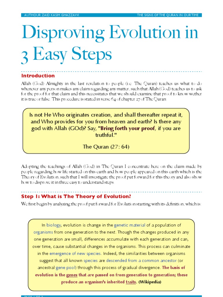 Disproving Evolution: 3 Simple Steps | PDF | Gene | Evolution