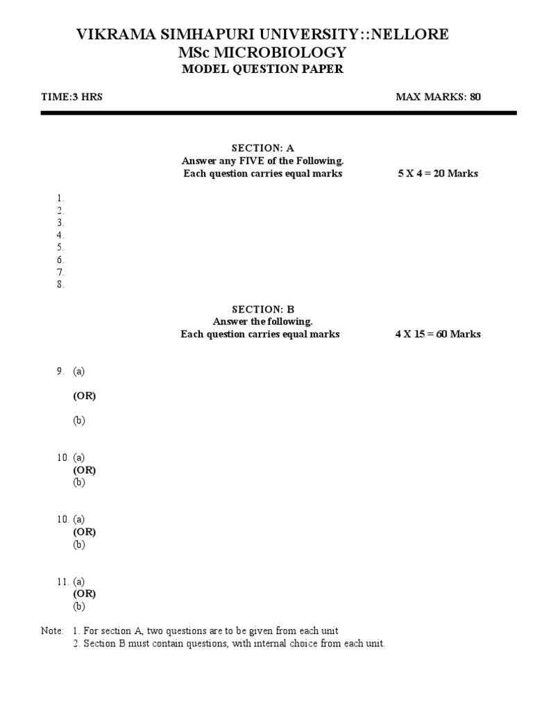 Vikrama Simhapuri University::Nellore MSC Microbiology: Model Question ...