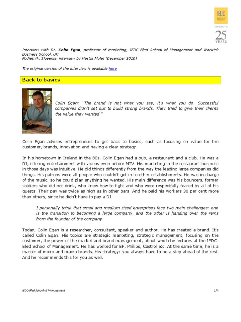 Back To Basics | PDF | Brand | Strategic Management