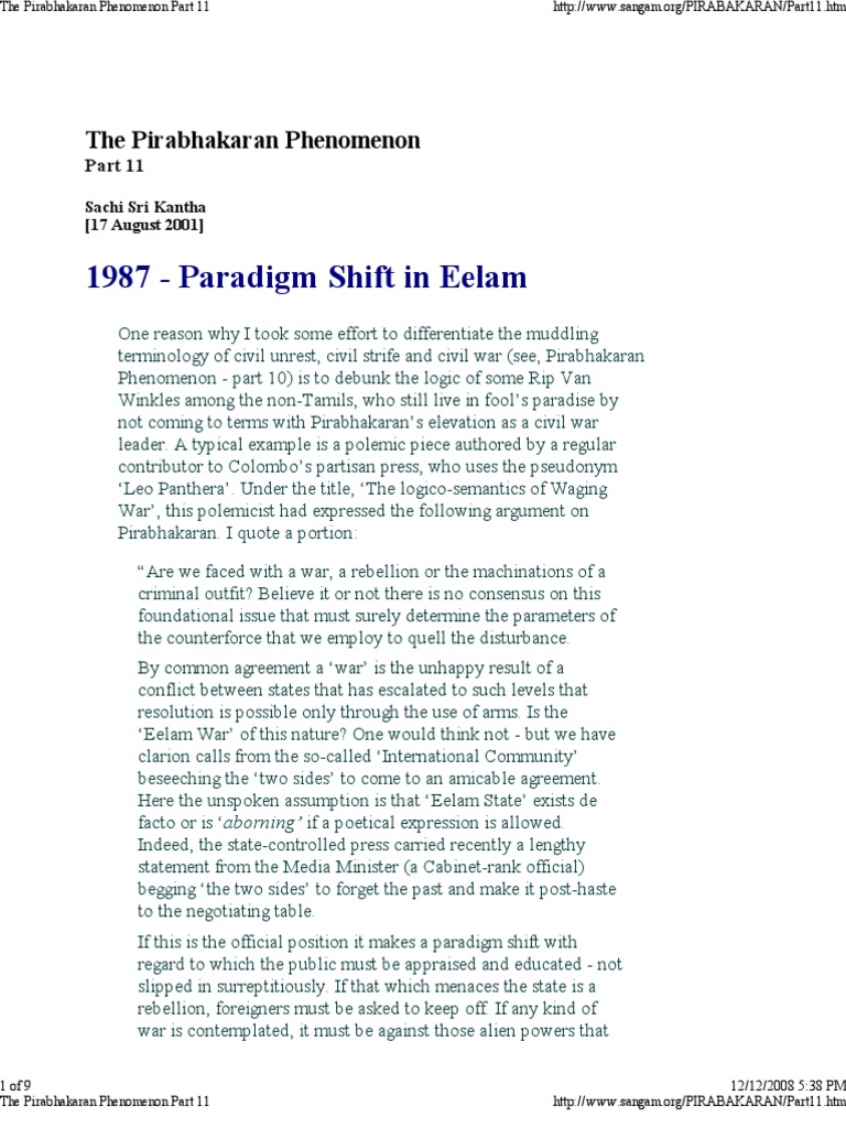The Pirabakaran Phenomenon 11 | PDF | Unrest