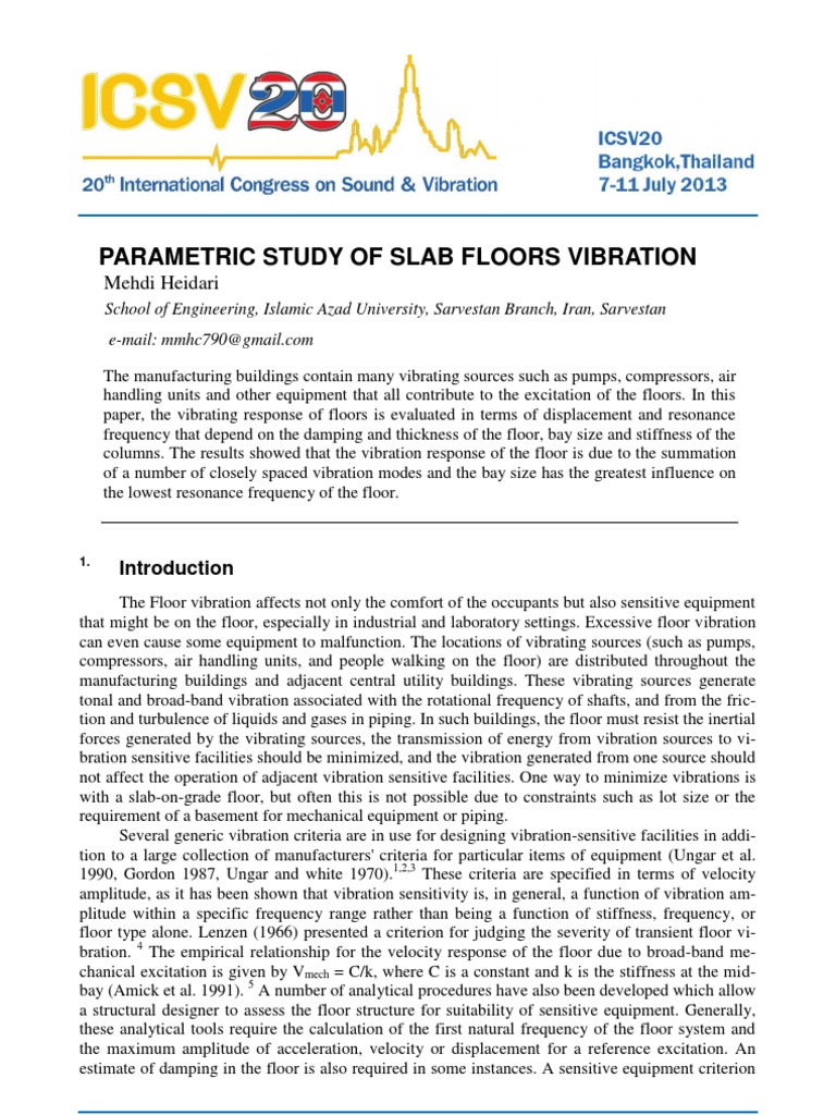 Slab Floor Vibration Analysis Study | PDF | Resonance | Finite Element ...
