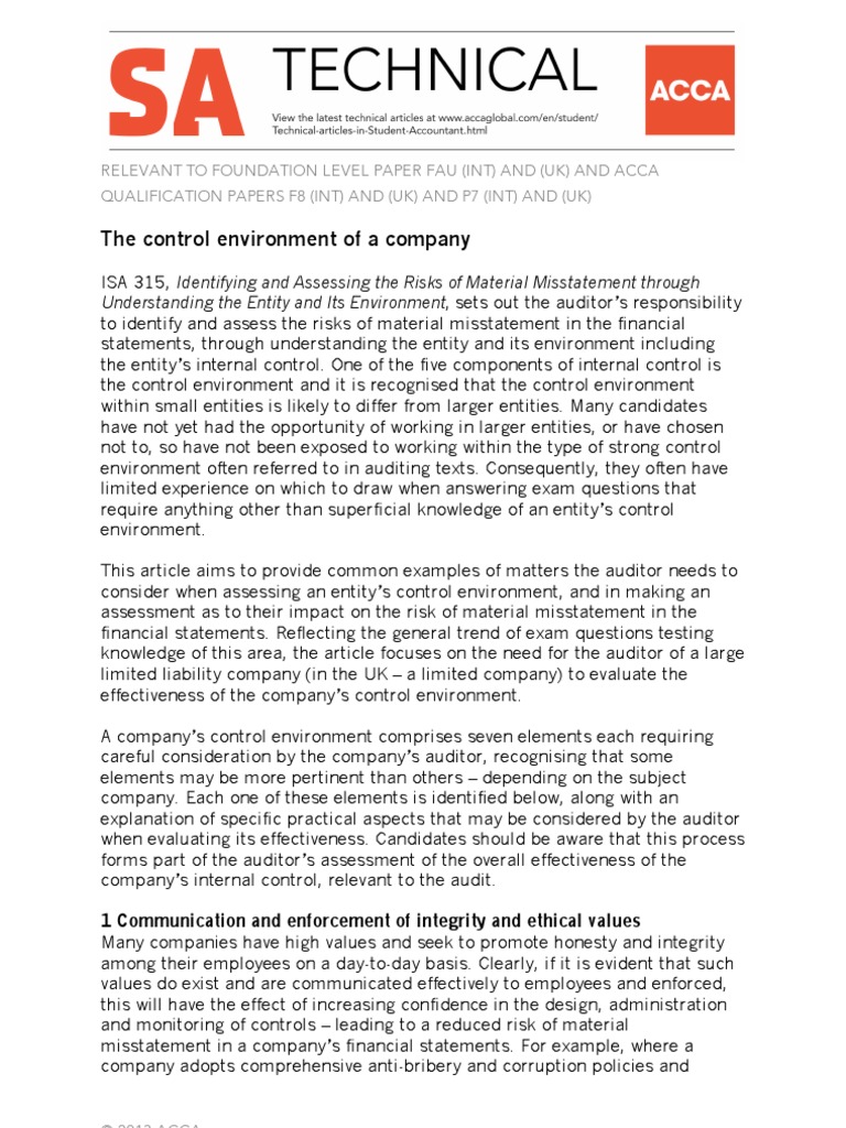Control Environment | PDF