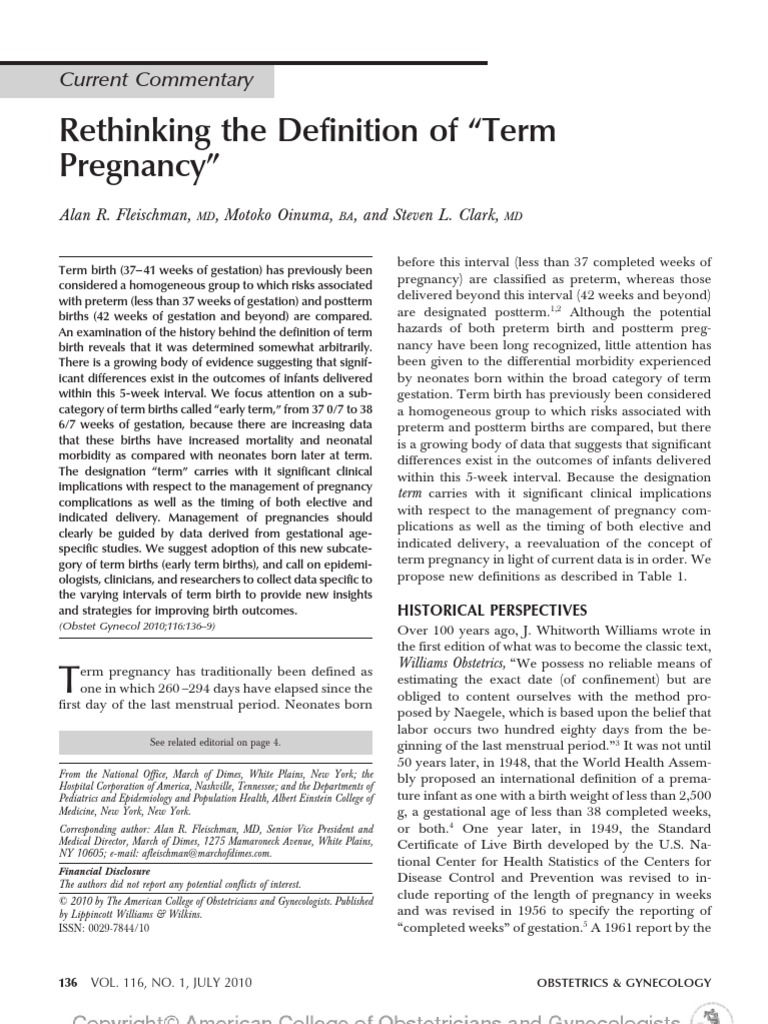 A Cogre Thinking Definition of Term Pregnancy | PDF | Preterm Birth ...