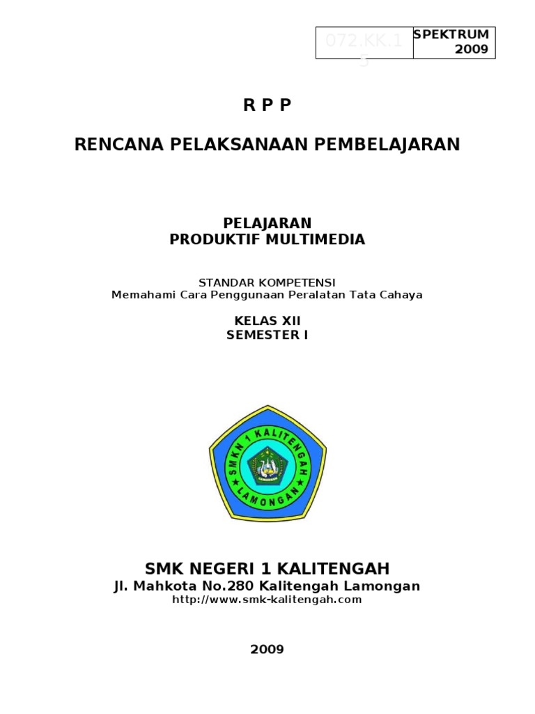 RPP Multimedia: Tata Cahaya Kelas XII | PDF