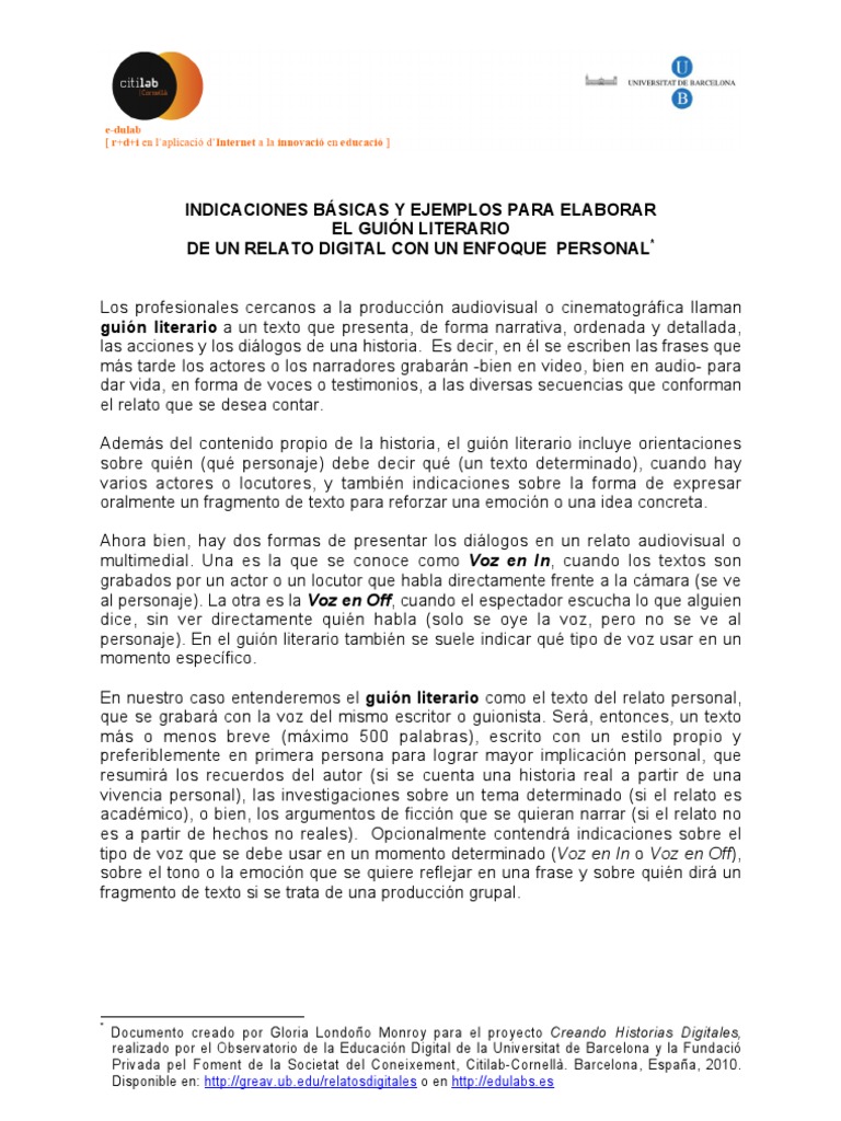 Guión Literario | PDF | Estudios de idiomas extranjeros