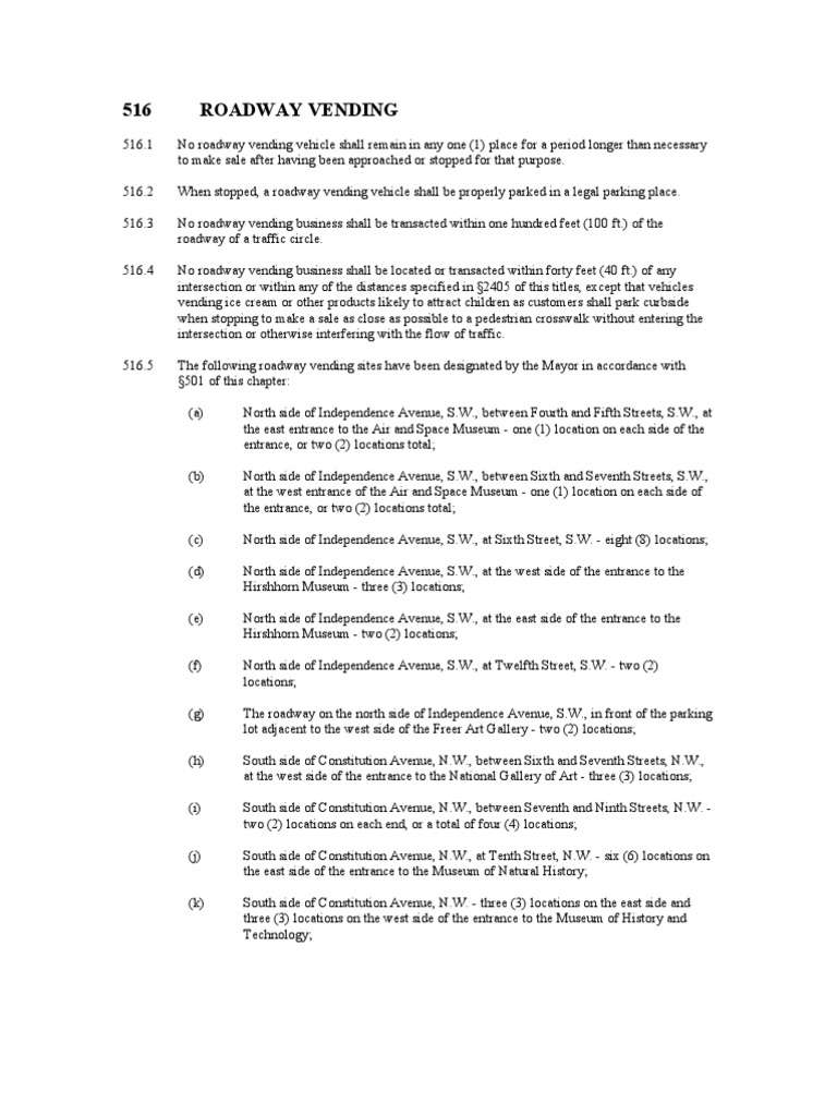 D.C. Ice Cream Truck Regulations | PDF | Traffic | Land Transport