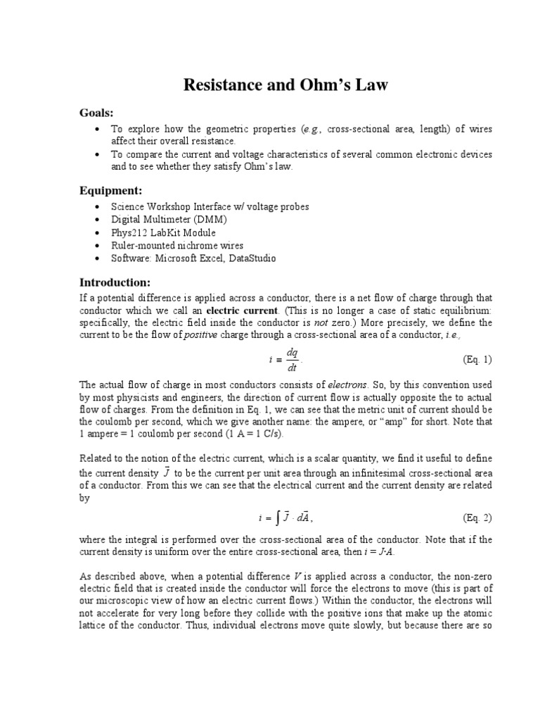 Exploring Resistance and Ohm's Law | PDF | Science & Mathematics