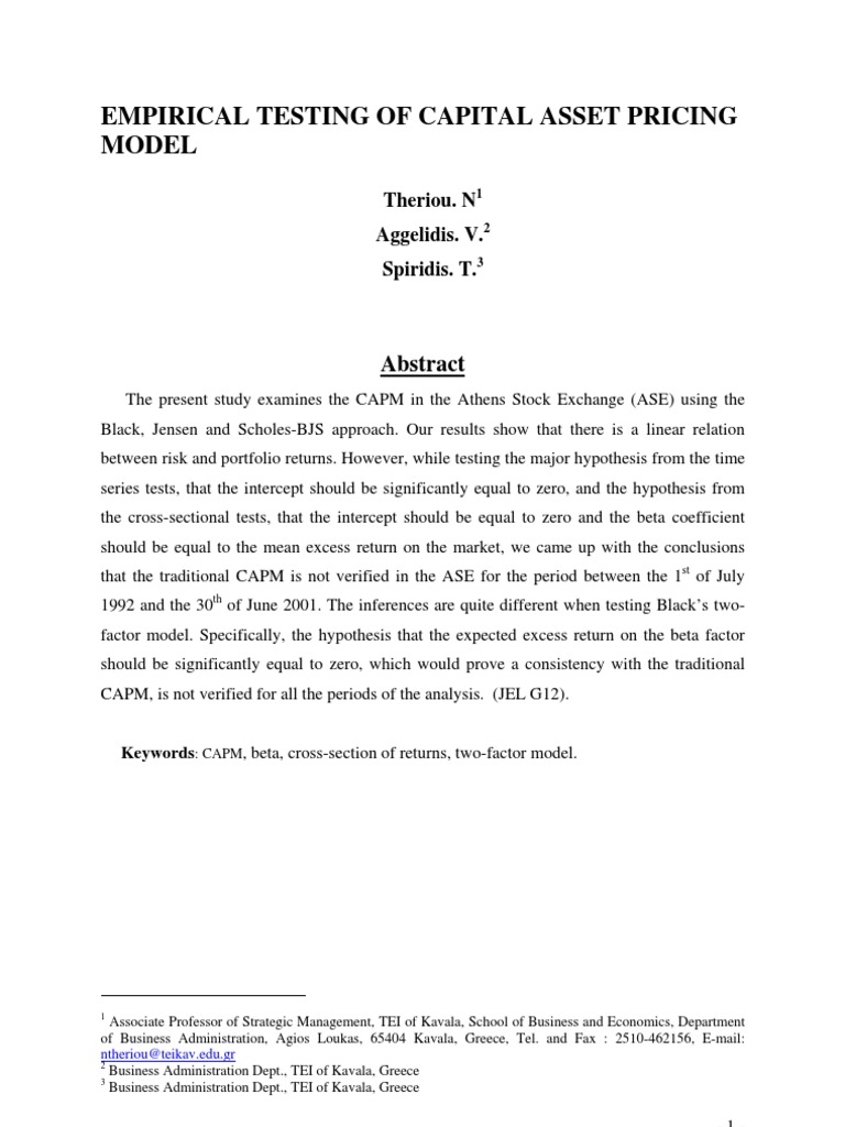 Capital Asset Pricing Model | PDF | Capital Asset Pricing Model | Beta ...