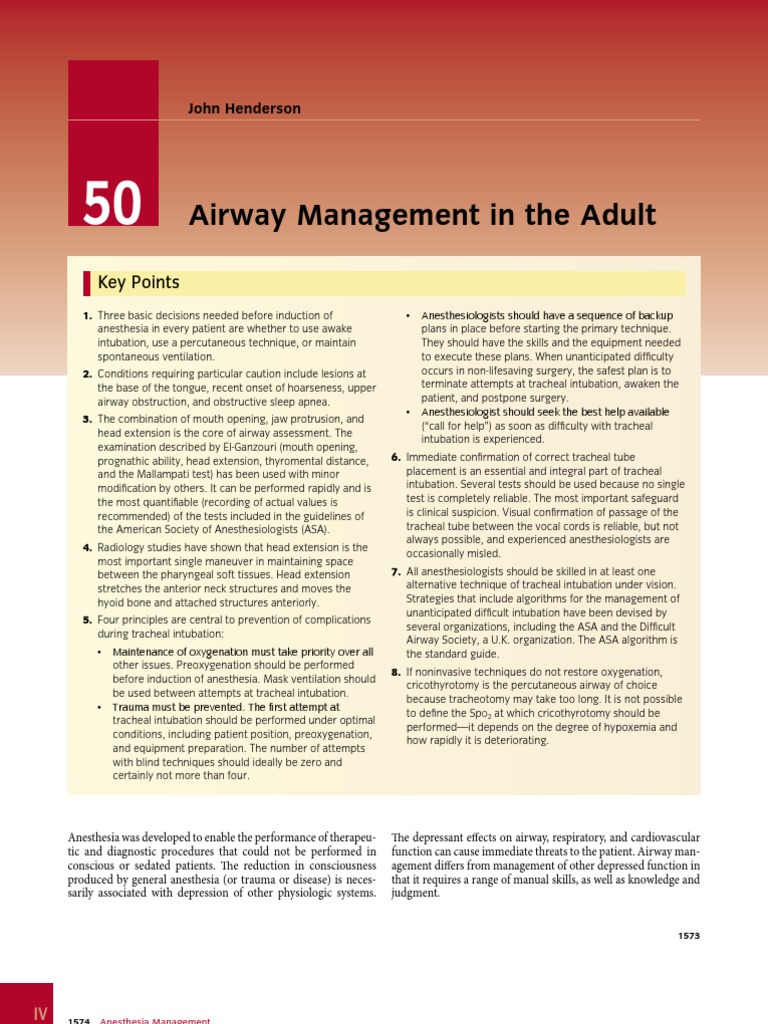 Airway Management in The Adult - Miller's Anesthesia 2009 | PDF ...