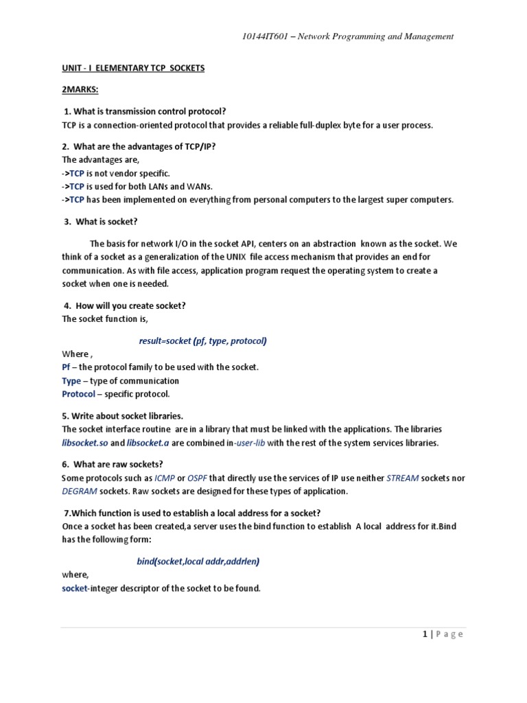 Elementary TCP Sockets | PDF | Network Socket | Transmission Control ...