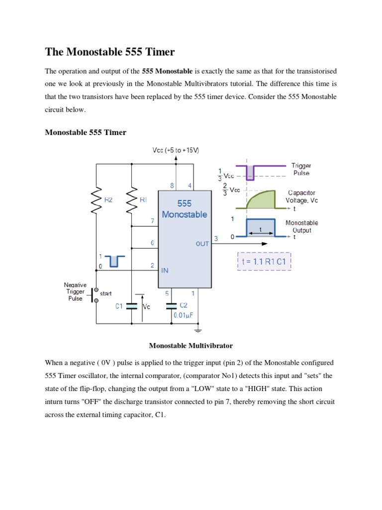 Monostable 555 Timer Operation Guide | PDF | Science & Mathematics ...