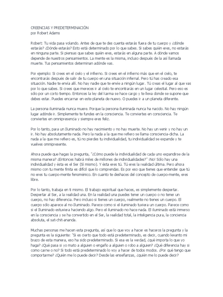 CREENCIAS Y PREDETERMINACIÓN-Robert Adams | PDF | Karma | Mente