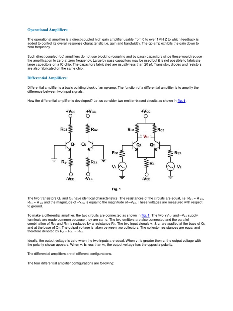 Dual Input Differential Amplifier Overview | PDF