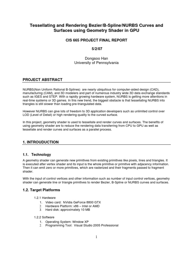 CIS 665 GPU Project Final Report - Dongsoo Han | PDF | Shader | Rendering (Computer Graphics)