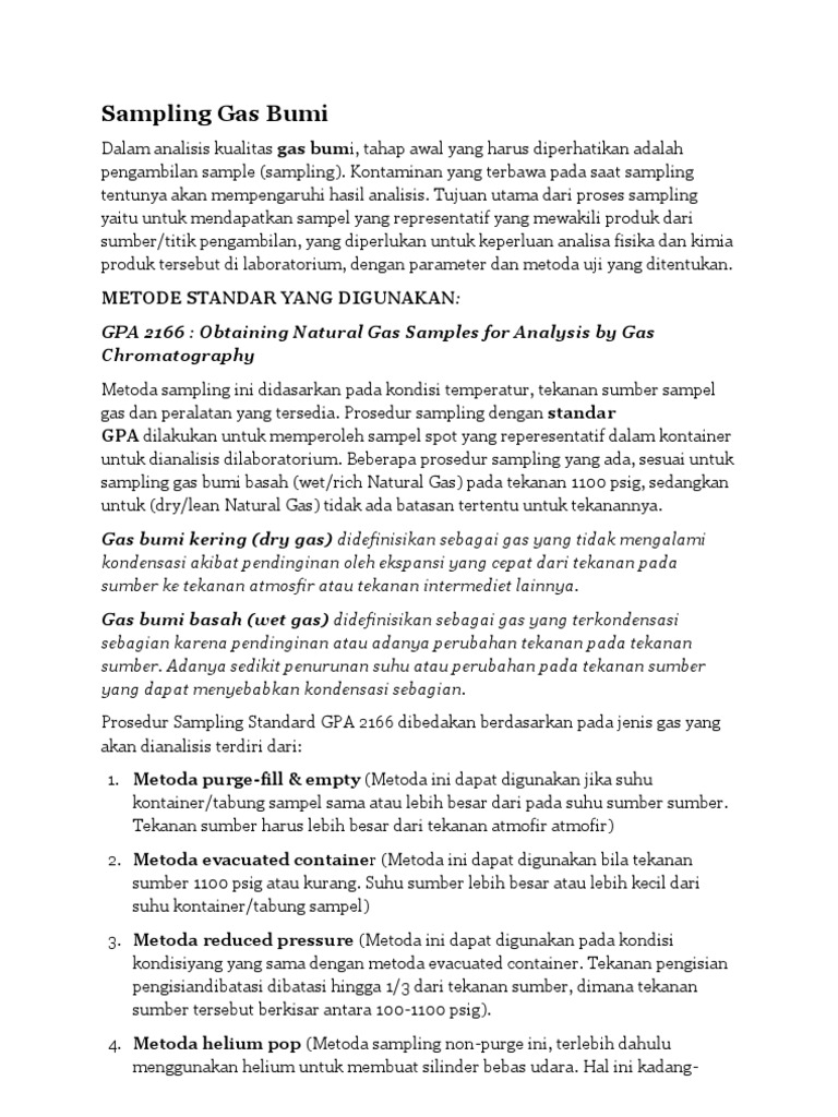 Prosedur Sampling Gas GPA | PDF