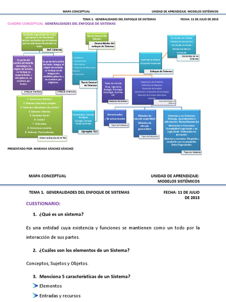 Cuadro Conceptual Generalidades Del Enfoque de Sistemas | PDF | Teoría ...