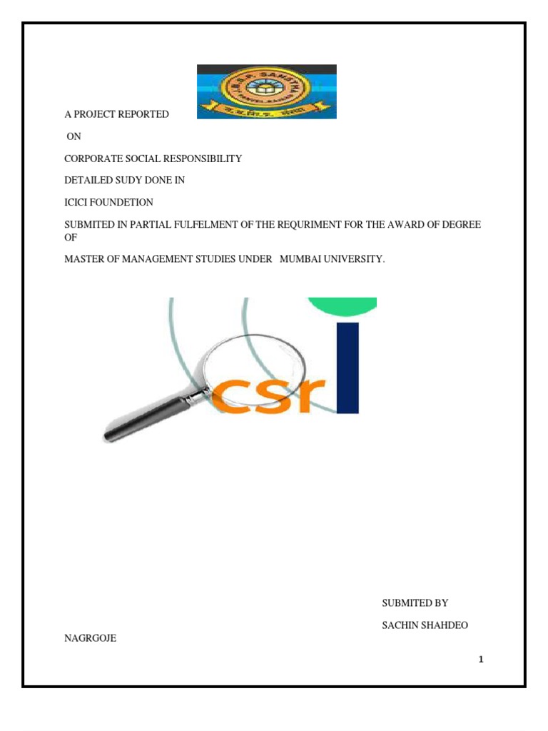 Sachin Icici CSR | PDF | Corporate Social Responsibility | Debit Card