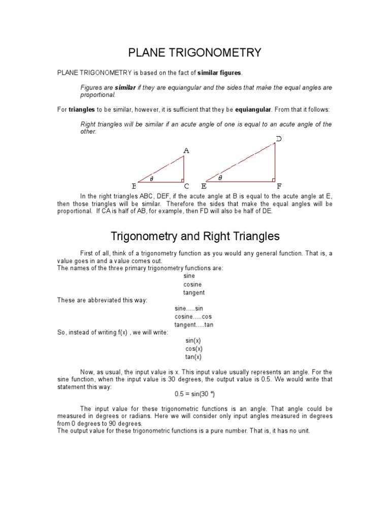 PLANE TRIGONOMETRY | Trigonometric Functions | Sine