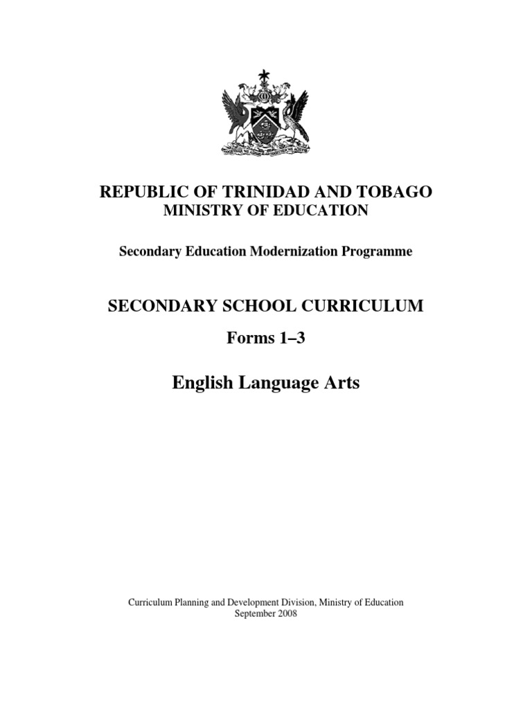 English Curriculum For Secondary School Syllabus Trinidad | PDF ...