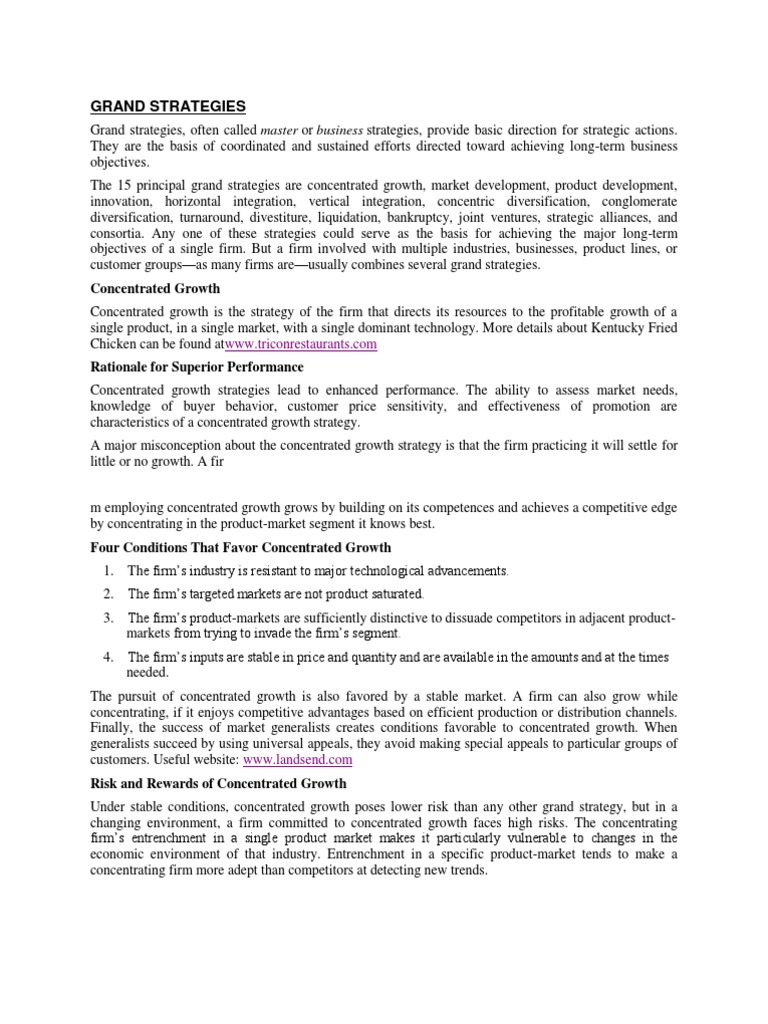 Grand Strategies | PDF | Strategic Management | Bankruptcy