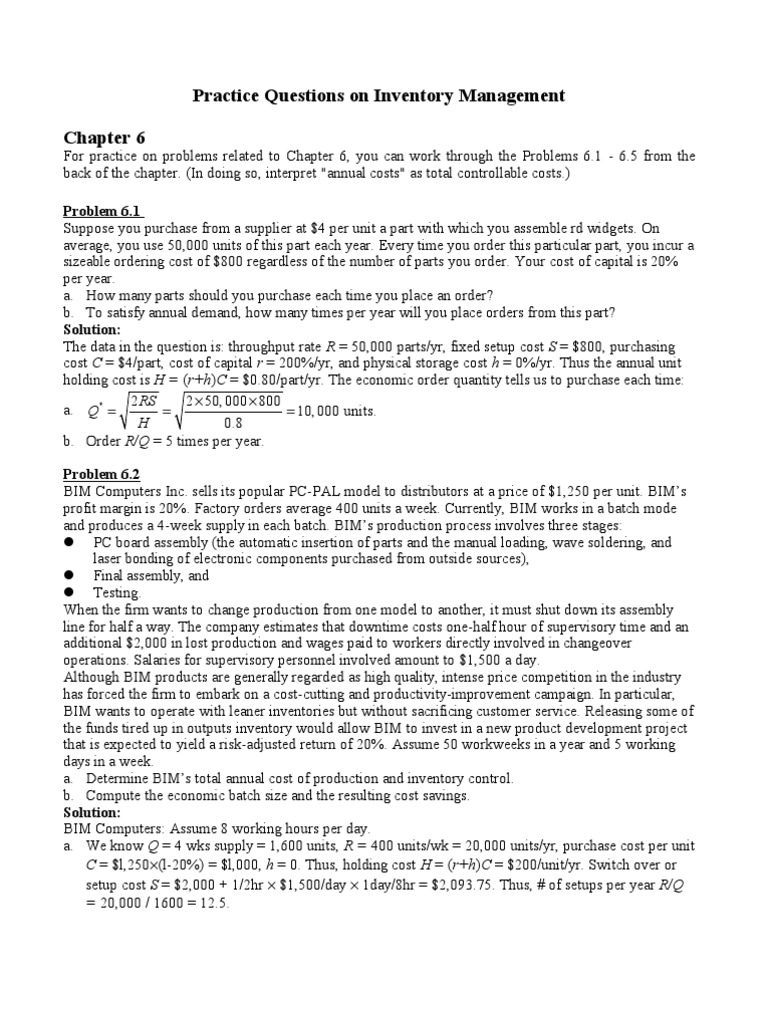 Inventory | Inventory | Production And Manufacturing