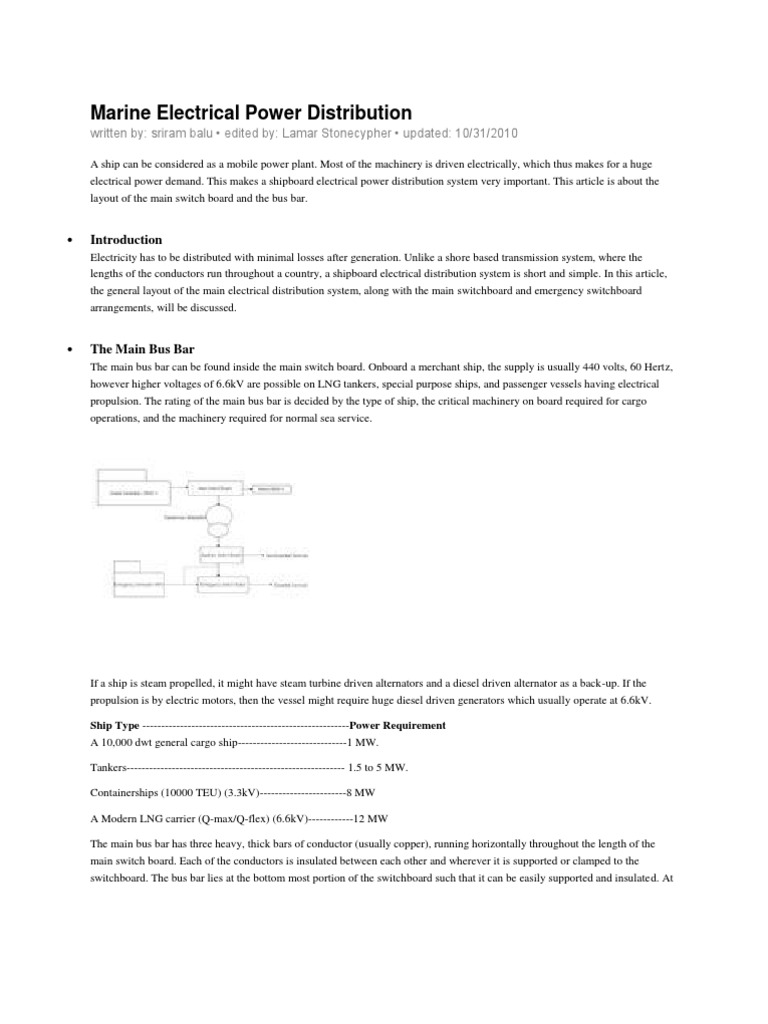 Marine Electrical Power Distribution | PDF | Electric Power ...