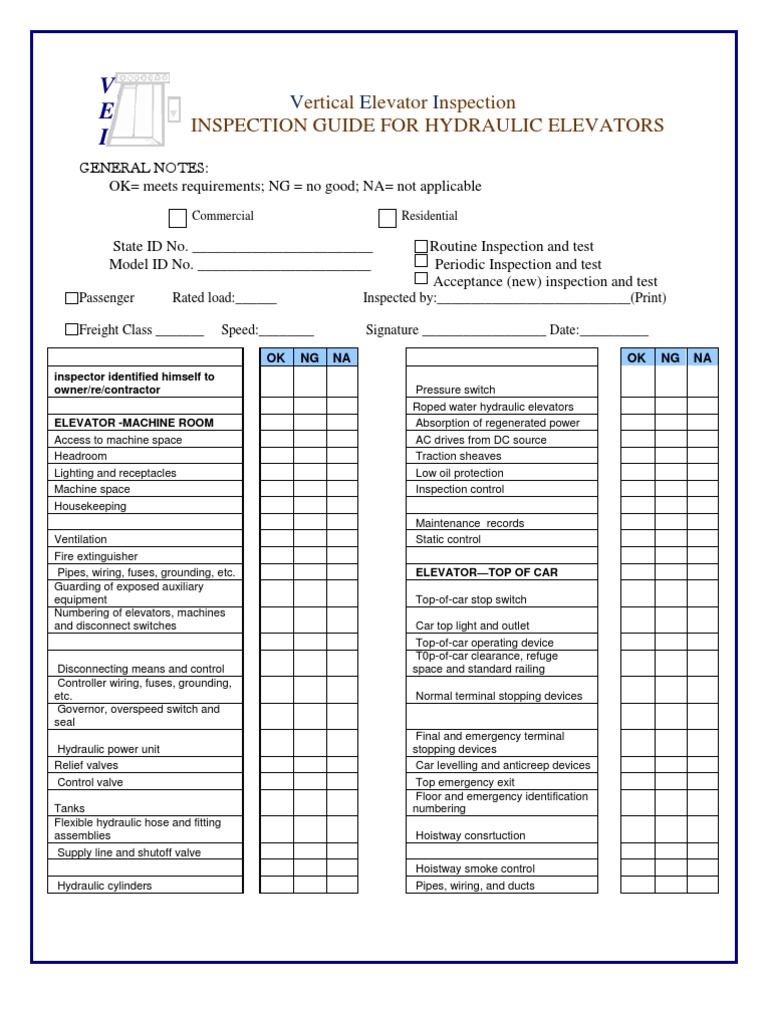Hydraulic Elevator Inspection Guide | PDF | Elevator | Industries