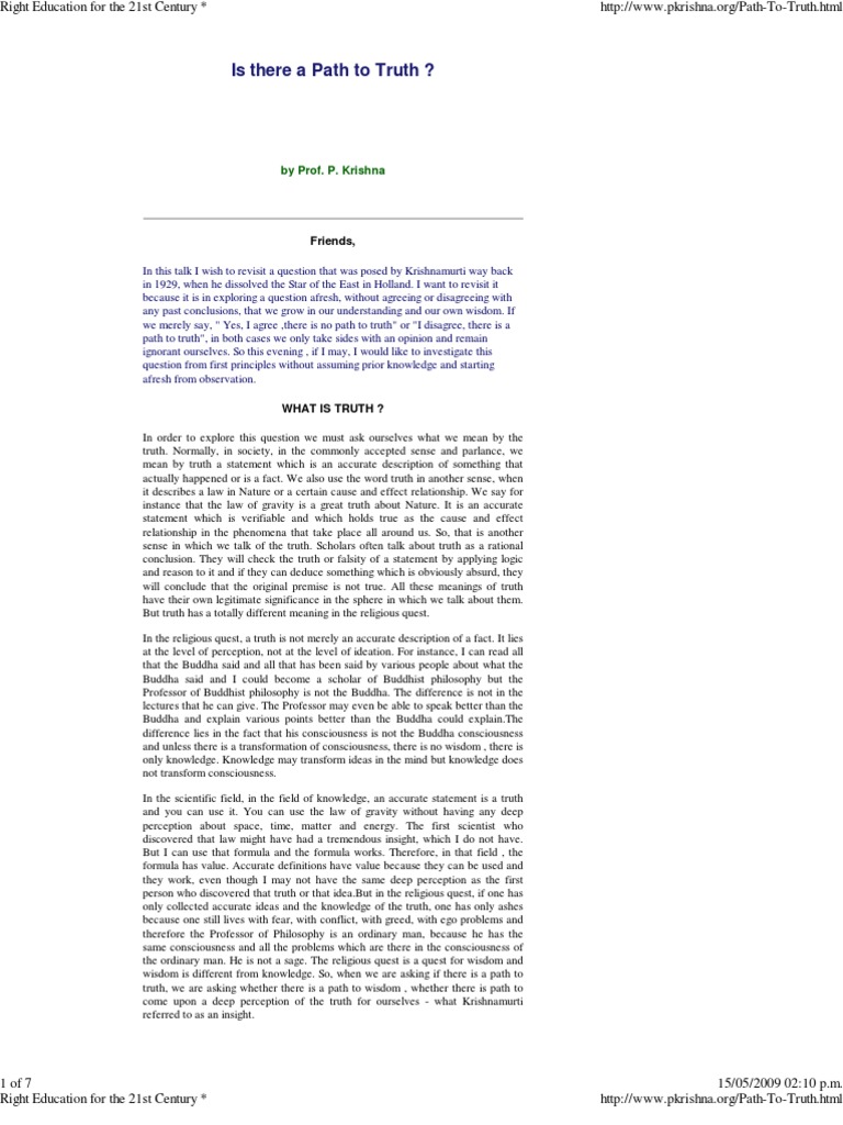 Exploring the Path to Truth and Wisdom | PDF | Truth | Consciousness