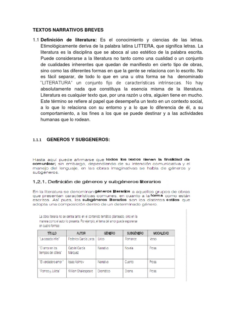 Textos Narrativos Breves