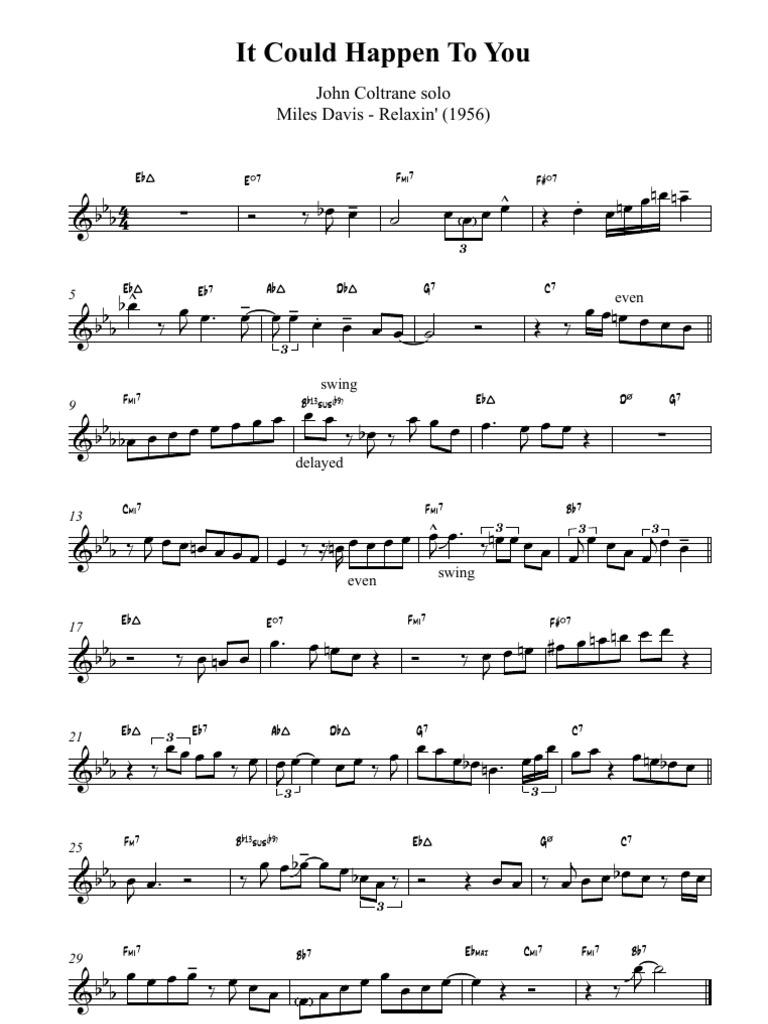 It Could Happen To You SOLO (John Coltrane) | PDF