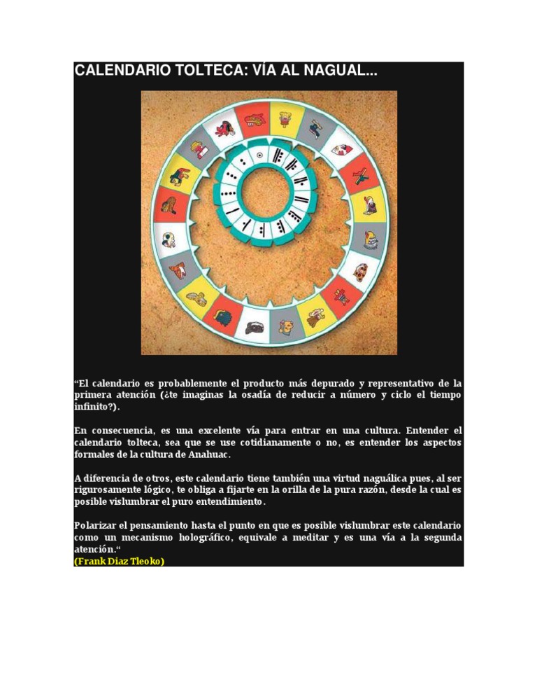 Calendario Tolteca: Vía al Nagual | PDF | Interacciones de disciplina ...